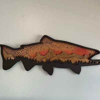 Wood Red Fish Wall Decor - Etsy