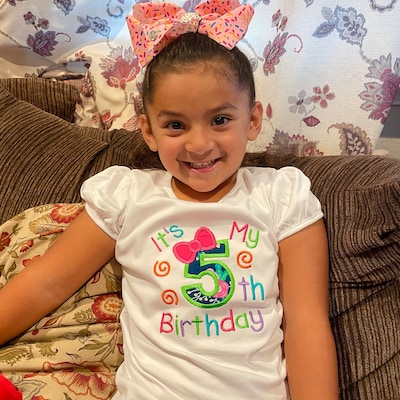 5th Birthday Applique Machine Embroidery Design, Girl's 5th Birthday ...
