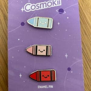 Cute Mini Crayon Enamel Pin Set. 3 Crayon Enamel Pin Set. Artist Crayon ...