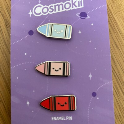 Cute Mini Crayon Enamel Pin Set. 3 Crayon Enamel Pin Set. Artist Crayon ...