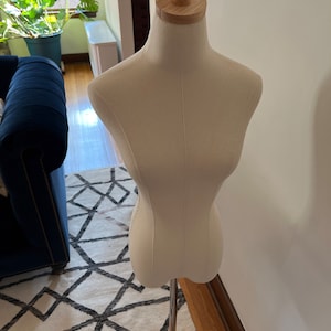 Female Display Dress Form in Natural Canvas on Modern Wood Flat Base by ...
