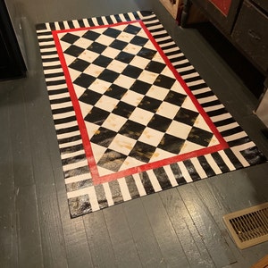 FLOORCLOTH Buttons Hand Painted Canvas Rug COUNTRY PRIMITIVE | Etsy