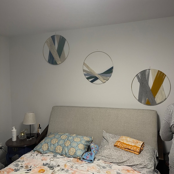 Ocean Cross Overlay Yarn Wall Hanging / Hoop Wall Decor / Macrame Wall ...