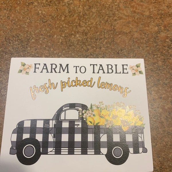 Fresh Picked Lemons Wooden Block Sign, Farm to Table Lemons, Lemon ...