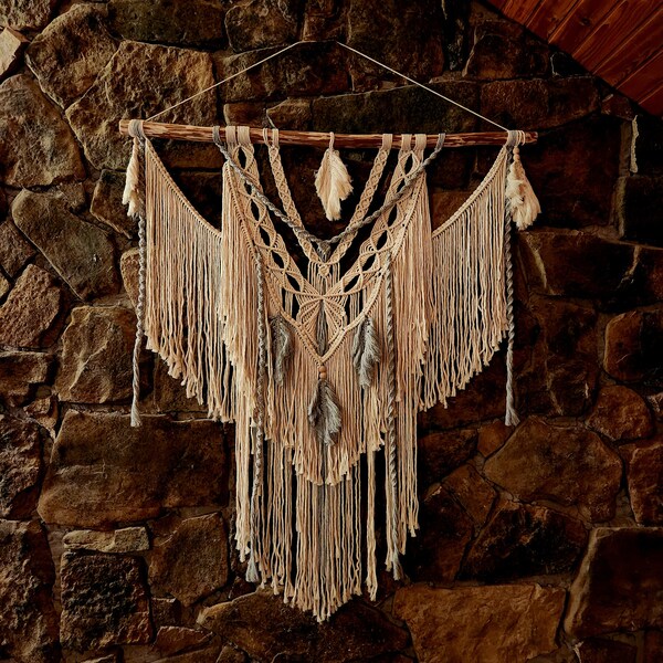 Extra Large Macrame Wall Hanging, Hanging Room Divider, Tapestry Wall ...