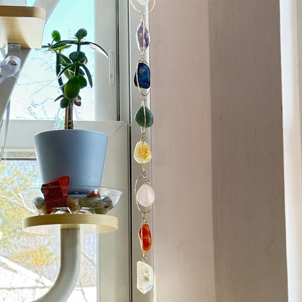 7 Chakra Crystal Gemstone Indoor Wall Hanger Hanging | Boho Home Decor ...