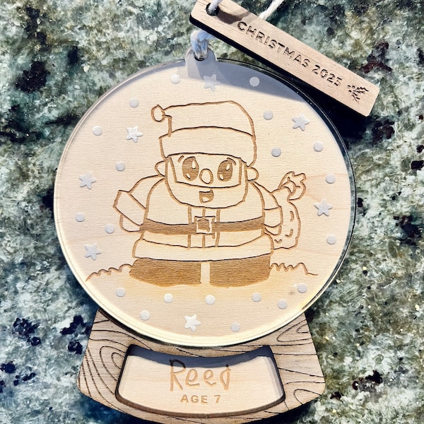 Your Child's Self Portrait Ornament, Snow Globe, Christmas Keepsake ...