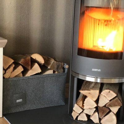 Large Log Storage Basket XL Light Grey Felt - Etsy