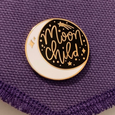 Moon Child Enamel Pin, Moon Child, Moon Phase, Hard Enamel, Glitter ...