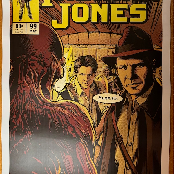 Vintage Indiana Jones Comic Cover Art Tribute Featuring Doc Savage Man ...
