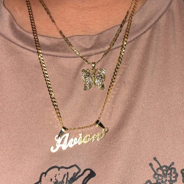 Exquisite Retro Style 14K, 10K Solid Gold Personalized Name Pendant ...