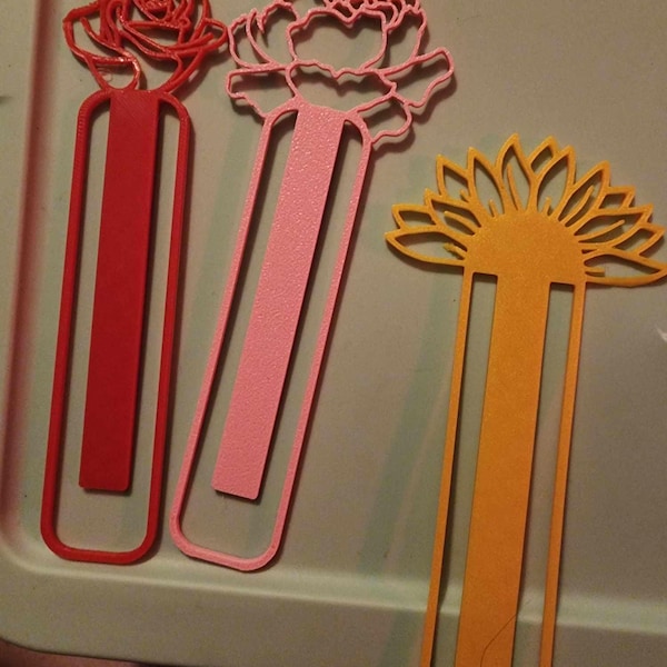10 Flower Bookmark STL Files, Paperclip Style Bookmark 3D Print Models ...