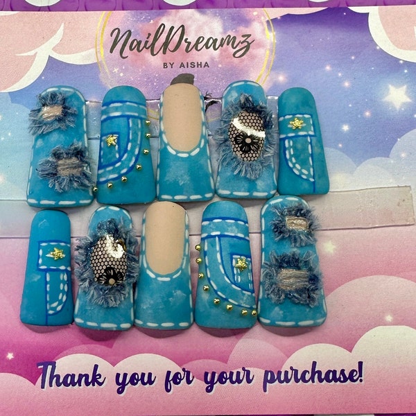 Blue Ocean Bubbles Summer Press on Nails - Etsy