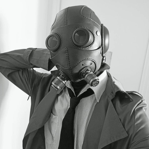 Dust Angel Steampunk Industrial Leather Mask Black, Cybergoth Leather ...