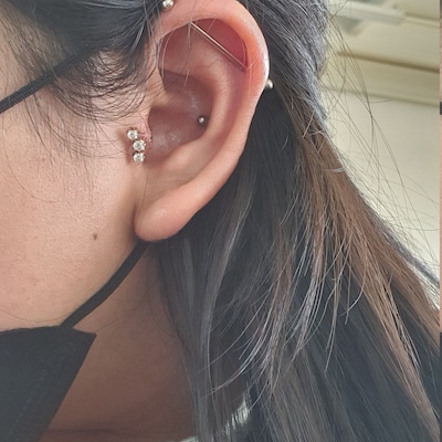 14k Solid White Gold Industrial Barbell..14g..32mm or 35mm,38mm - Etsy