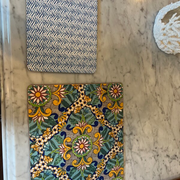 Set of 4 Green Contemporary Coasters // Geometric Cork Backed Coasters ...