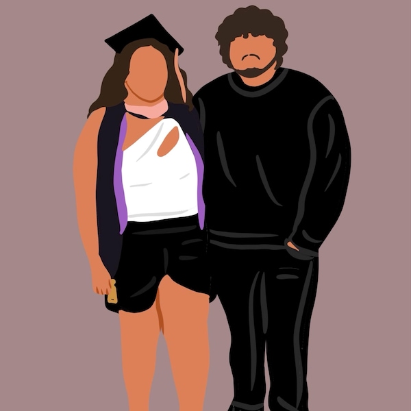 Cartoon Family Portrait From Photo, Birthday Gift for Husband, Faceless ...