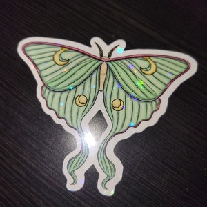 Regal Moth Holographic Sticker, Regal Moth Sticker, Laminated Sticker ...