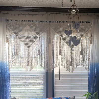 Macrame Valances Two Tone Boho Window Curtain - Etsy