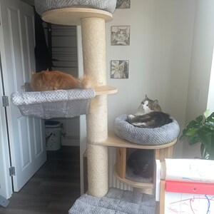 SILVER GREY Chenille Corduroy 5pc Cat Tree Bed Replacement Set to Fit ...