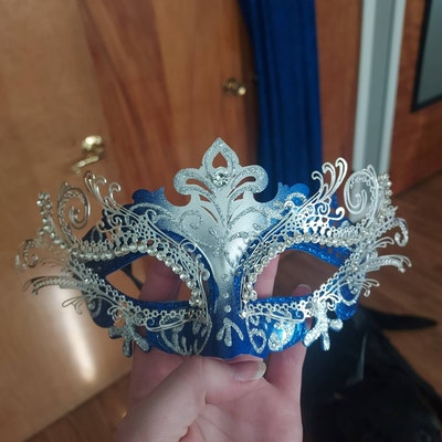 Gold Blue Masquerade Ball Mask Pair Birthday Costume Burlesque Party - Etsy