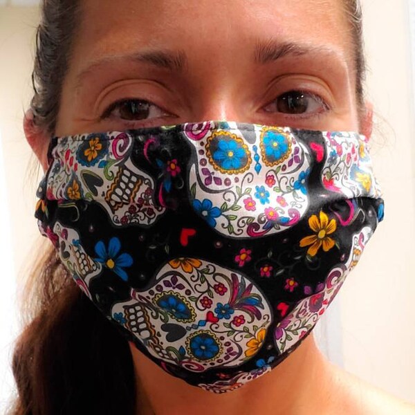 Sugar Skull Face Mask, Adjustable Face Masks, 2 Pack, Mexican Fashion ...