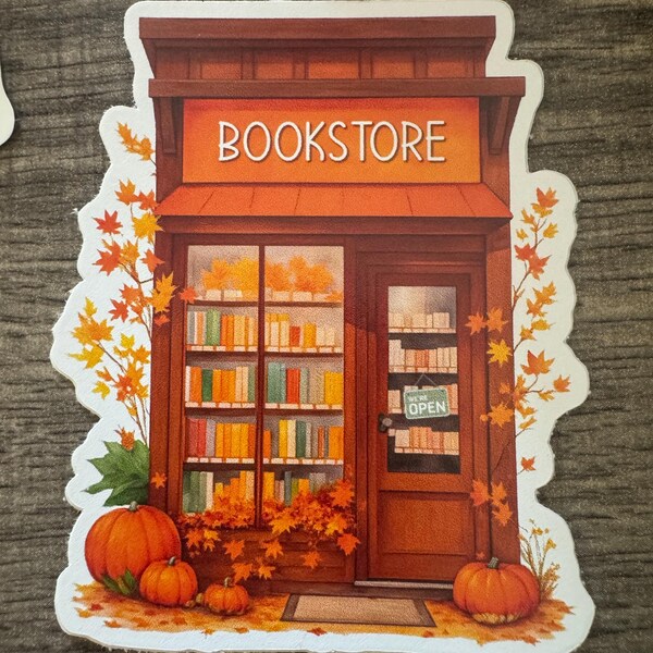 Fall Bookstore Vinyl Sticker | Cozy Book Lover | Autumn Vibes | Bookish ...