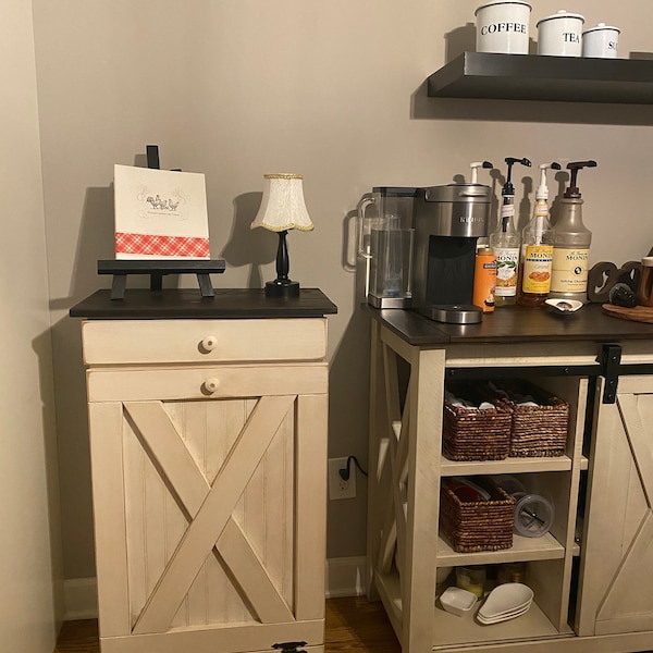 Amish Handmade Tilt-out Trash Can | Rustic Barn Door Cabinet, 50 Qt - Etsy
