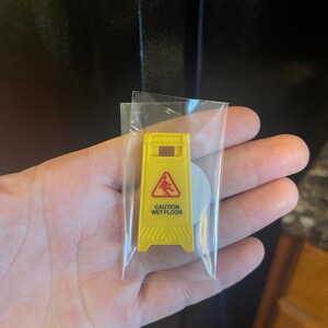 Miniature Mini Floor Warning Caution Sign, Yellow Sign, Dollhouse ...