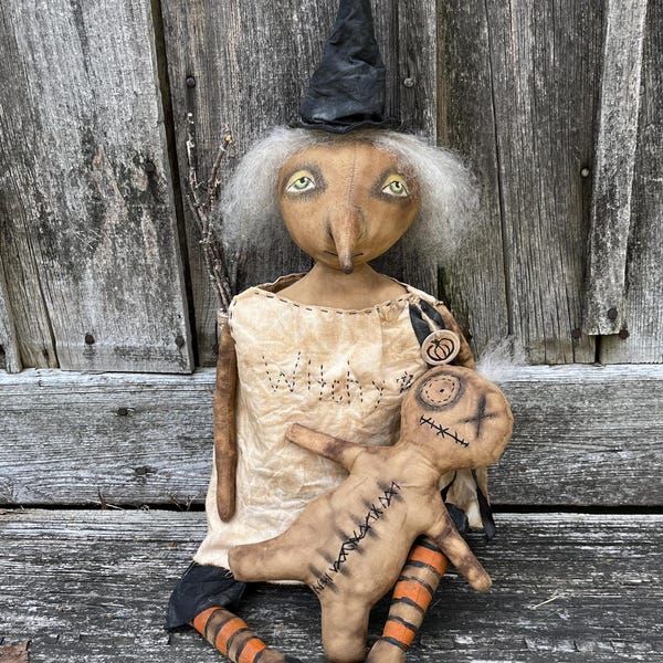 Witch Epattern-primitive Witch Cloth Doll Craft Digital Download Sewing ...