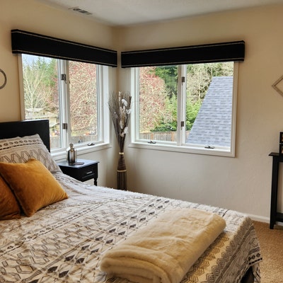 Greek Key Valance Cornice Board Pelmet Box Window Treatment in Black ...