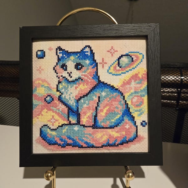Galactic Cat Cross Stitch Pattern PDF - Cute Celestial Galactic Starry ...