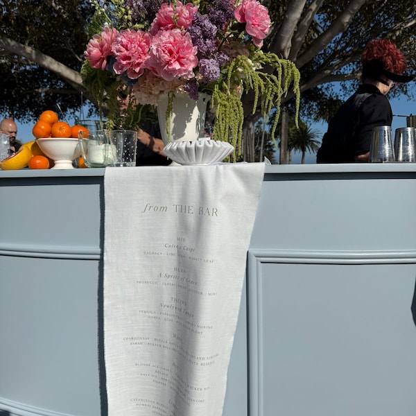 Bar Drinks & Signature Cocktails Menus in Linen Fabric - Etsy