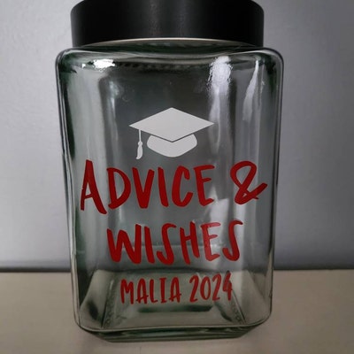 Graduation Wishes, Words of Wisdom, Personalized Jar Decal, Gifts for ...