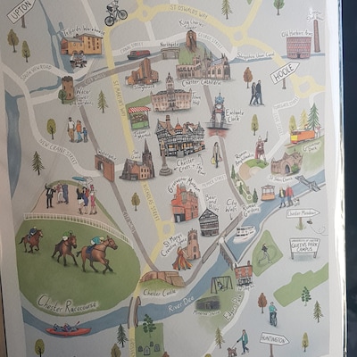 Denshaw Illustrated Map, A3 Art Print, Saddleworth Village Map ...