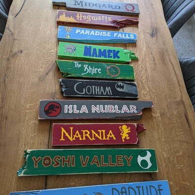 Hand Painted Distressed Wooden Directional Signs, Fantasy Directional ...
