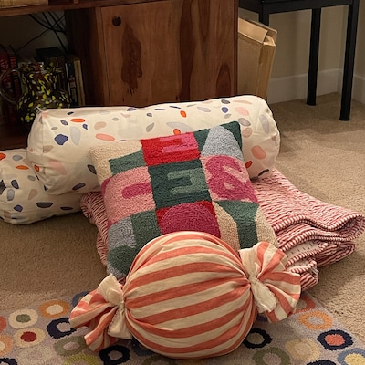 Multi Color Christmas Stocking, Color Blocked Linen Stockings, Teal ...