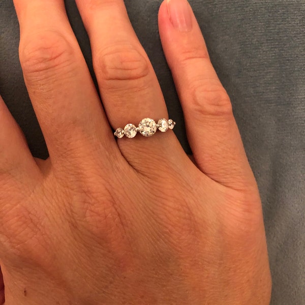 Unique Five Stone Wedding Ring Brilliant Cut Diamond Engagement Ring ...