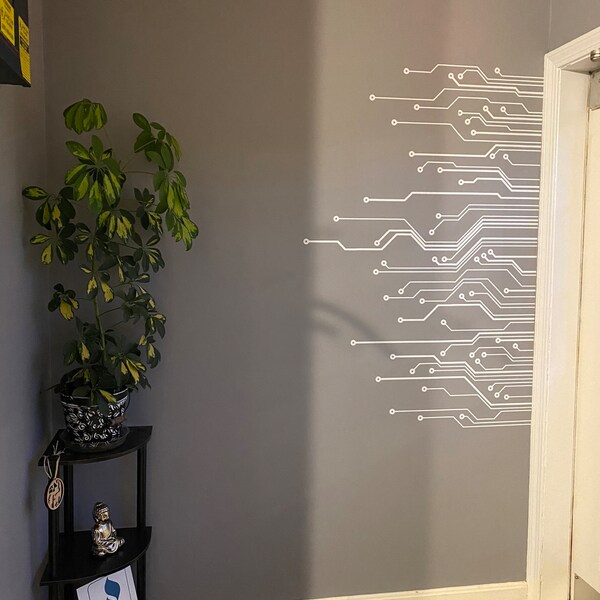 Circuit Board Wall Decal, Technology Vinyl Wall Art Decals, Gamer Room ...