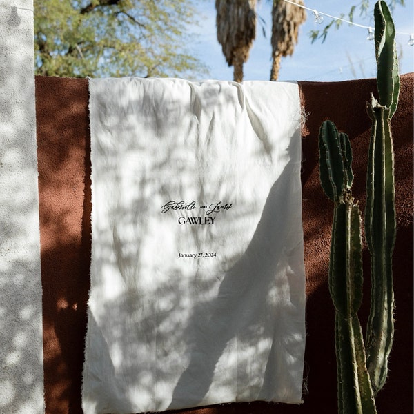 Embroidered Linen Wedding Banner: Personalized Welcome Sign (36"x72 ...