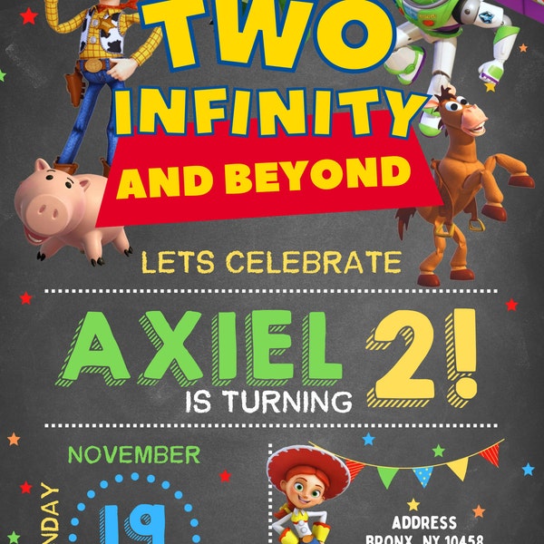 Two Infinity and Beyond Birthday Invitation | 2nd Birthday Toy Kids ...