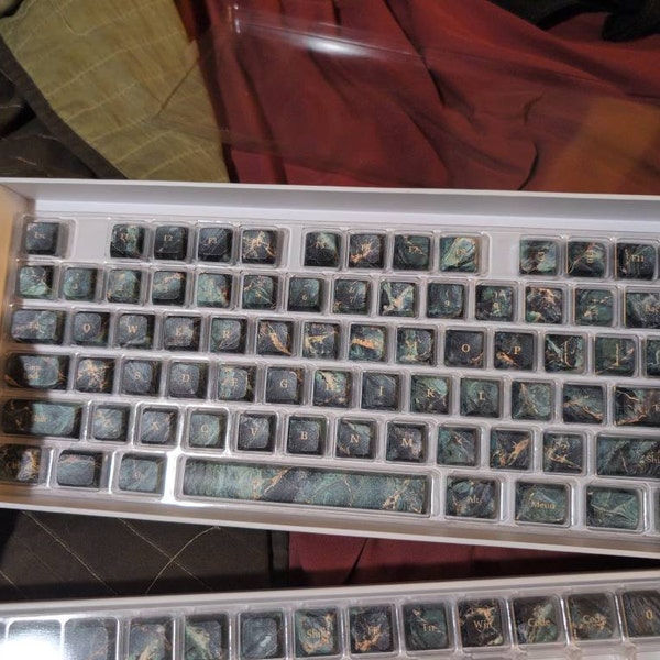 Green Marble Keycaps | 109 Cherry or XDA Profile Keys for Mechanical ...