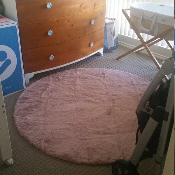 5ft Soft Faux Fur Rabbit Rectangle Round Area Rug Living Room Decor ...