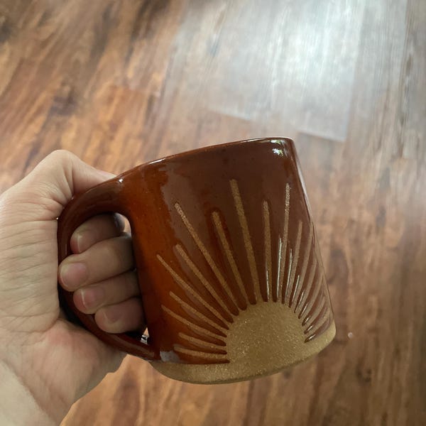Solstice Mug: Handmade Pottery Mug With Sun Design, Ceramic Coffee Cup ...
