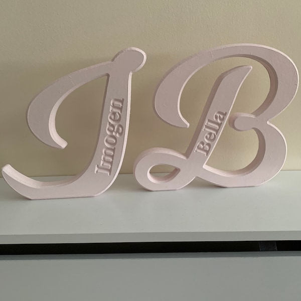Engraved Personalised Wooden Letters - Blank Script MDF Letters - 200mm ...