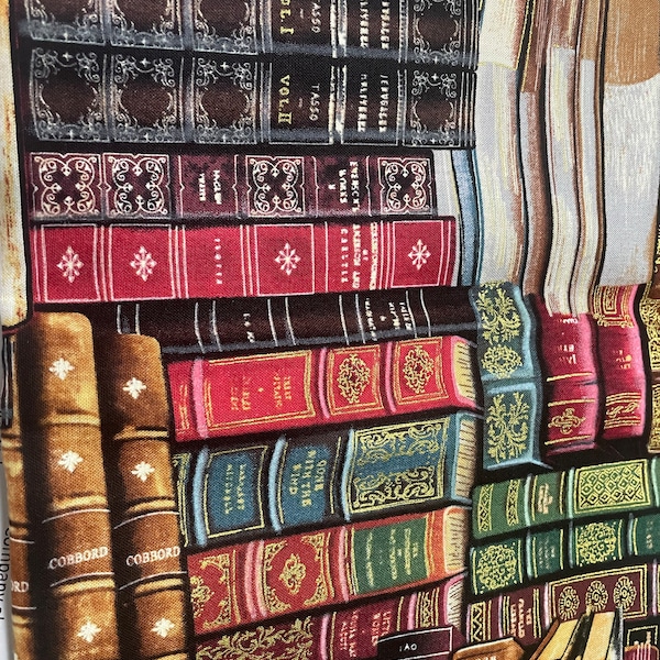 Vintage LIBRARY BOOKS Book Fabric - Timeless Treasures - 100% Cotton ...