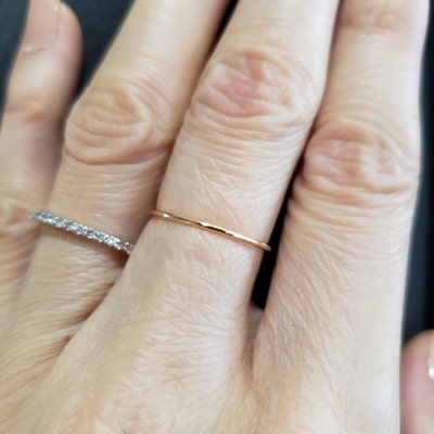 Thread Ring 18k SOLID .8mm Yellow Gold Thin Thread Spacer Round Simple ...