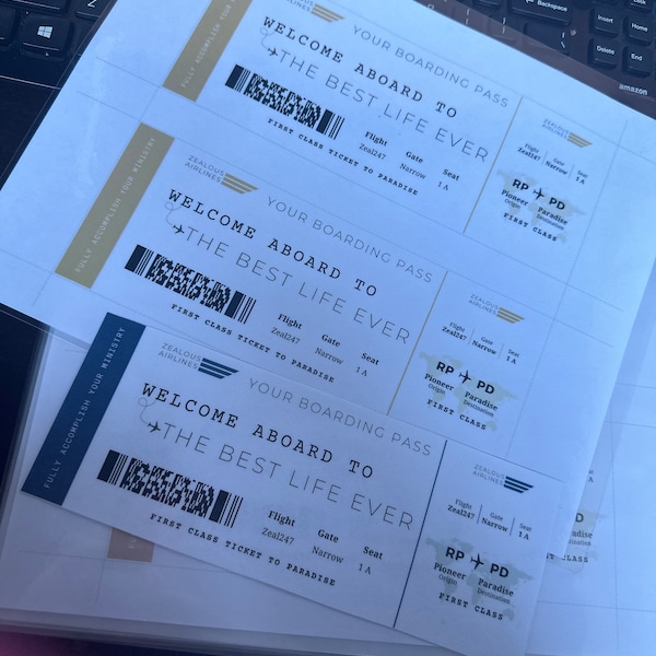 JW Best Life Ever Printable Boarding Pass Cards, Digital Download JW ...