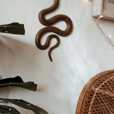 Gold Snake Wall Hanging, Snake Wall Art, Alt Home Decor, Unusual Gift ...