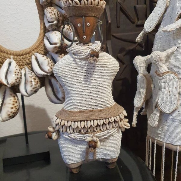 African Beaded Shield 55cm 22, Beaded and Cowrie Shell Shield, African ...
